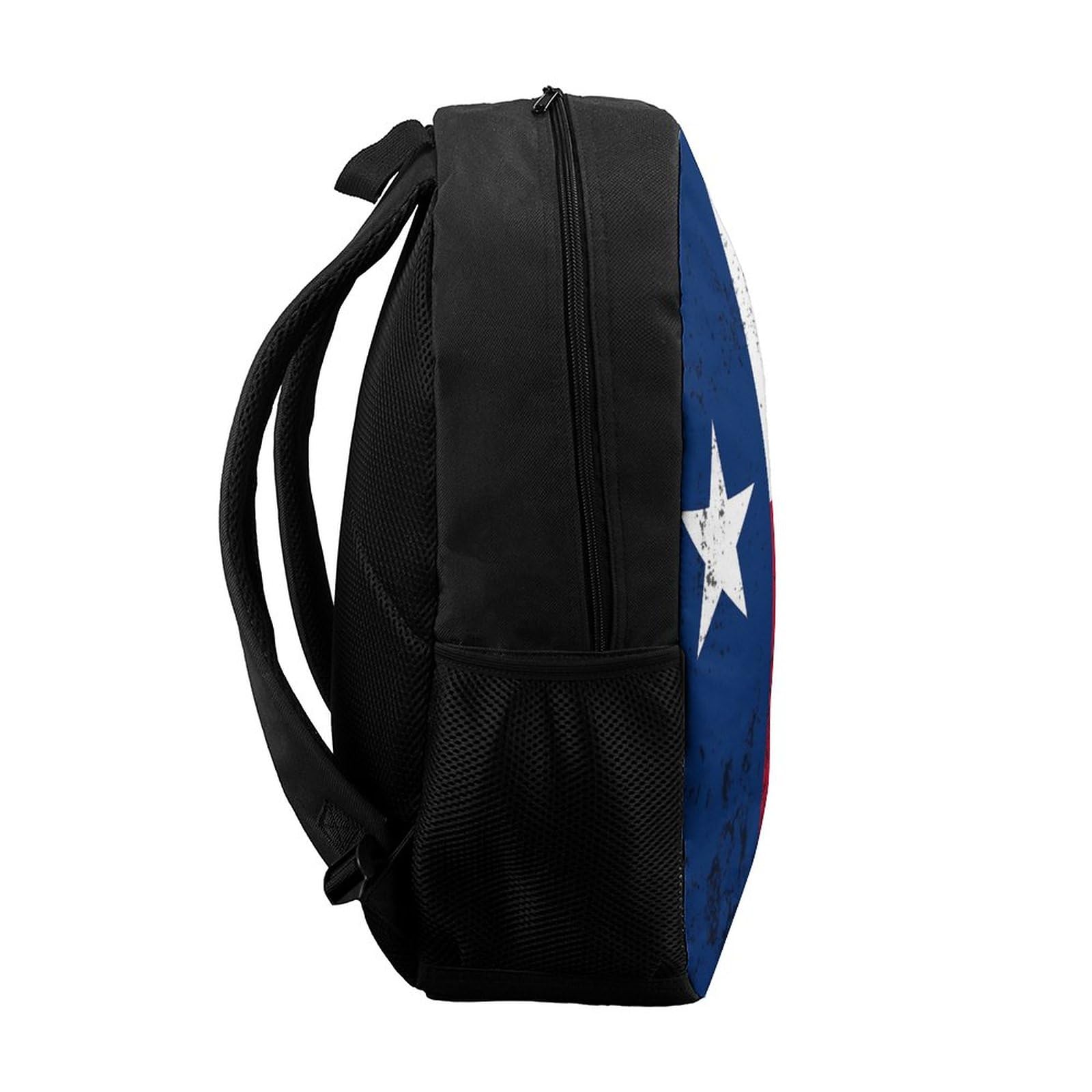 Retro Texas State Flag Travel Backpack Casual 17 Inch Large Daypack Shoulder Bag with Adjustable Shoulder Straps