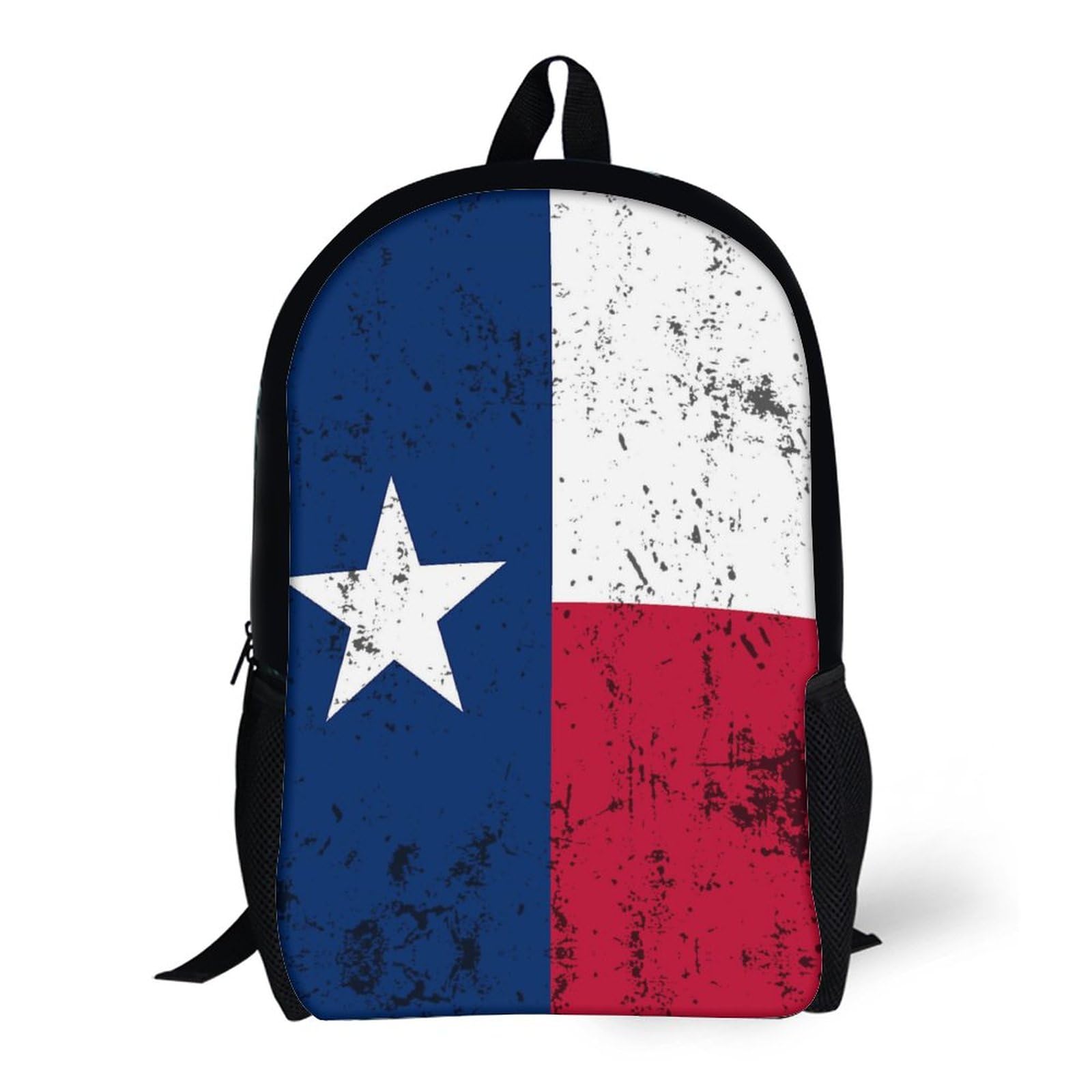 Retro Texas State Flag Travel Backpack Casual 17 Inch Large Daypack Shoulder Bag with Adjustable Shoulder Straps