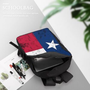 Retro Texas State Flag Travel Backpack Casual 17 Inch Large Daypack Shoulder Bag with Adjustable Shoulder Straps