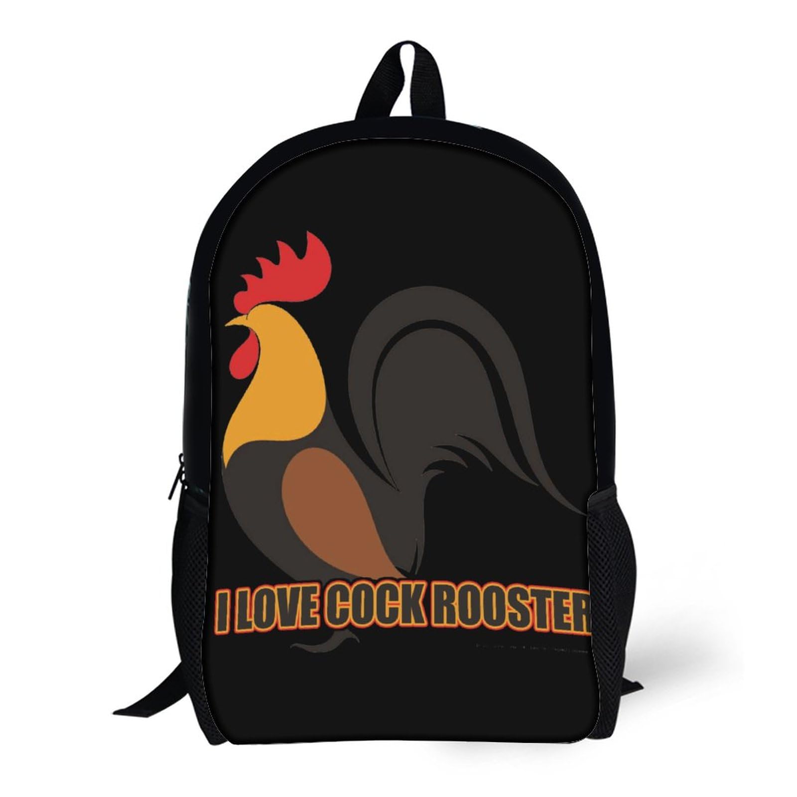 I Love Cock Rooster2 Travel Backpack Casual 17 Inch Large Daypack Shoulder Bag with Adjustable Shoulder Straps