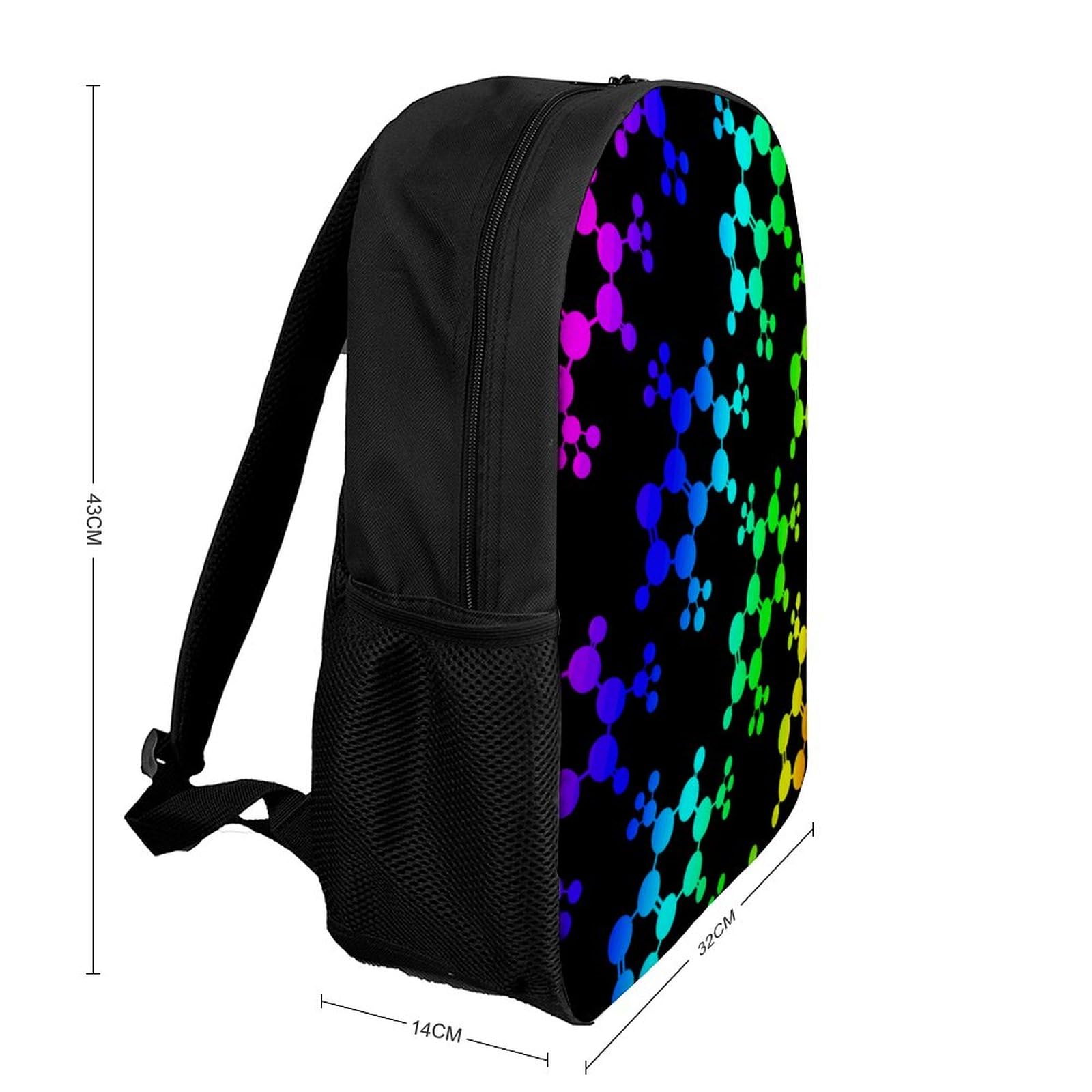 Caffeine Molecule Travel Backpack Casual 17 Inch Large Daypack Shoulder Bag with Adjustable Shoulder Straps