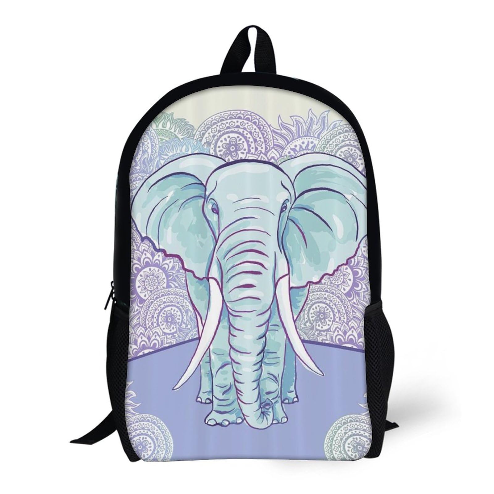 Watercolor Elephant Travel Backpack Casual 17 Inch Large Daypack Shoulder Bag with Adjustable Shoulder Straps