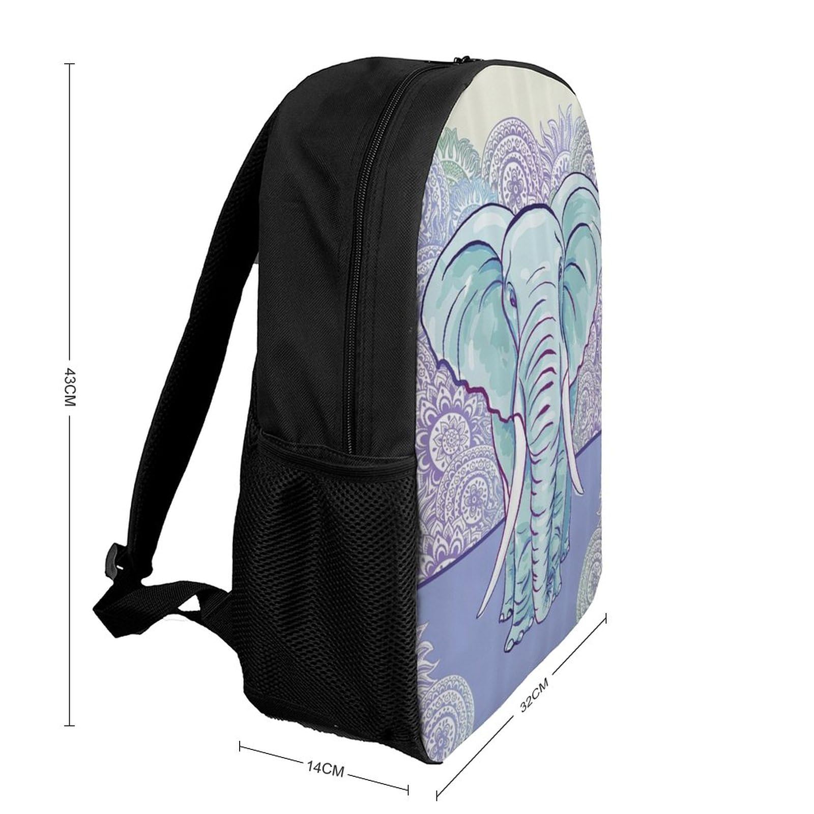 Watercolor Elephant Travel Backpack Casual 17 Inch Large Daypack Shoulder Bag with Adjustable Shoulder Straps