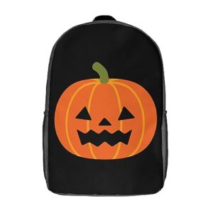 halloween pumpkin travel backpack casual 17 inch large daypack shoulder bag with adjustable shoulder straps