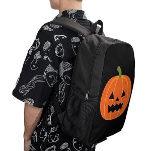 Halloween Pumpkin Travel Backpack Casual 17 Inch Large Daypack Shoulder Bag with Adjustable Shoulder Straps