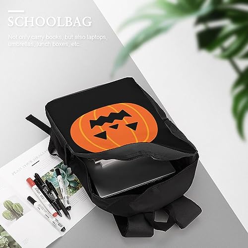 Halloween Pumpkin Travel Backpack Casual 17 Inch Large Daypack Shoulder Bag with Adjustable Shoulder Straps