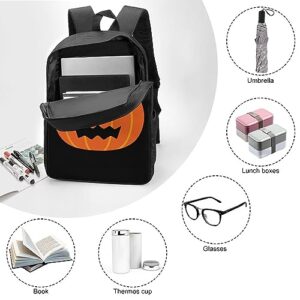 Halloween Pumpkin Travel Backpack Casual 17 Inch Large Daypack Shoulder Bag with Adjustable Shoulder Straps