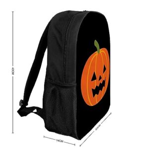 Halloween Pumpkin Travel Backpack Casual 17 Inch Large Daypack Shoulder Bag with Adjustable Shoulder Straps