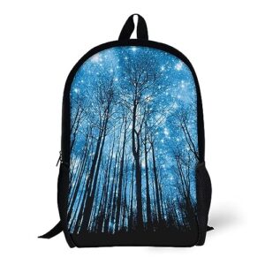 Psychedelic Starry Night Forest Travel Backpack Casual 17 Inch Large Daypack Shoulder Bag with Adjustable Shoulder Straps