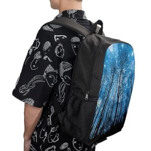 Psychedelic Starry Night Forest Travel Backpack Casual 17 Inch Large Daypack Shoulder Bag with Adjustable Shoulder Straps