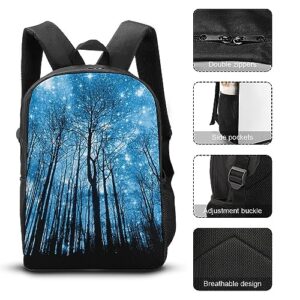 Psychedelic Starry Night Forest Travel Backpack Casual 17 Inch Large Daypack Shoulder Bag with Adjustable Shoulder Straps