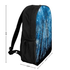 Psychedelic Starry Night Forest Travel Backpack Casual 17 Inch Large Daypack Shoulder Bag with Adjustable Shoulder Straps