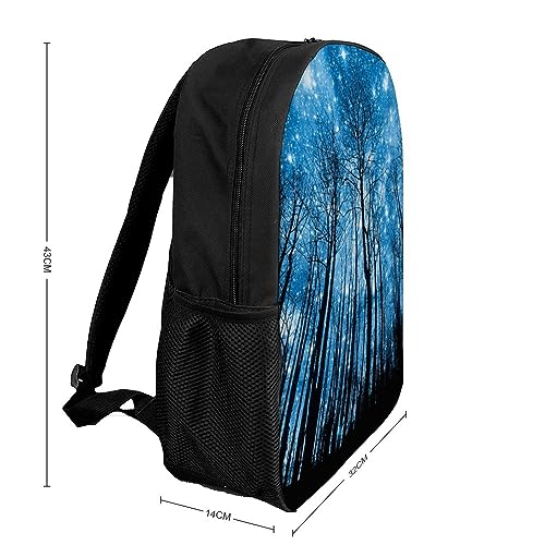 Psychedelic Starry Night Forest Travel Backpack Casual 17 Inch Large Daypack Shoulder Bag with Adjustable Shoulder Straps