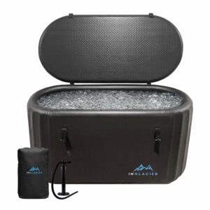 inglacier portable ice bath tub | cold plunge recovery tub with lid | includes pump, oversized for adults up to 6'9"