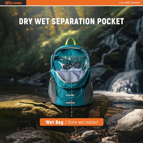 SKYSPER Lightweight Hiking Backpack - 20L Small Travel Backpack Packable Back Packs Water Resistant Hiking Backpacks for Women Men(Cyan)