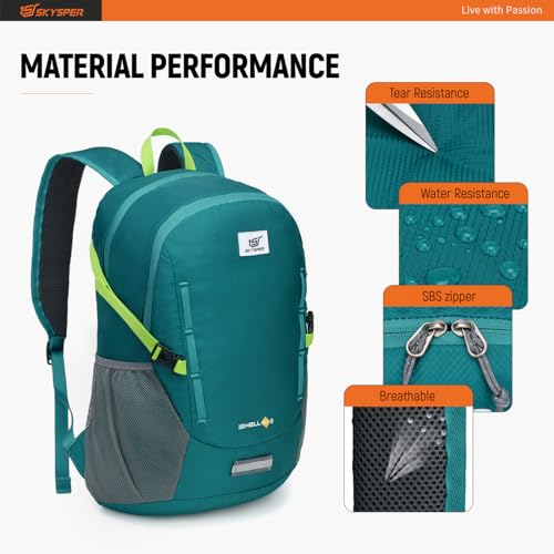 SKYSPER Lightweight Hiking Backpack - 20L Small Travel Backpack Packable Back Packs Water Resistant Hiking Backpacks for Women Men(Cyan)