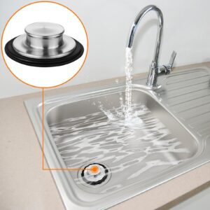 Buumook 2 Pcs Kitchen Sink Drain Stopper for Most Sinks, Anti-Clogging Sink Drain Plug with Stainless Steel Body, Rubber