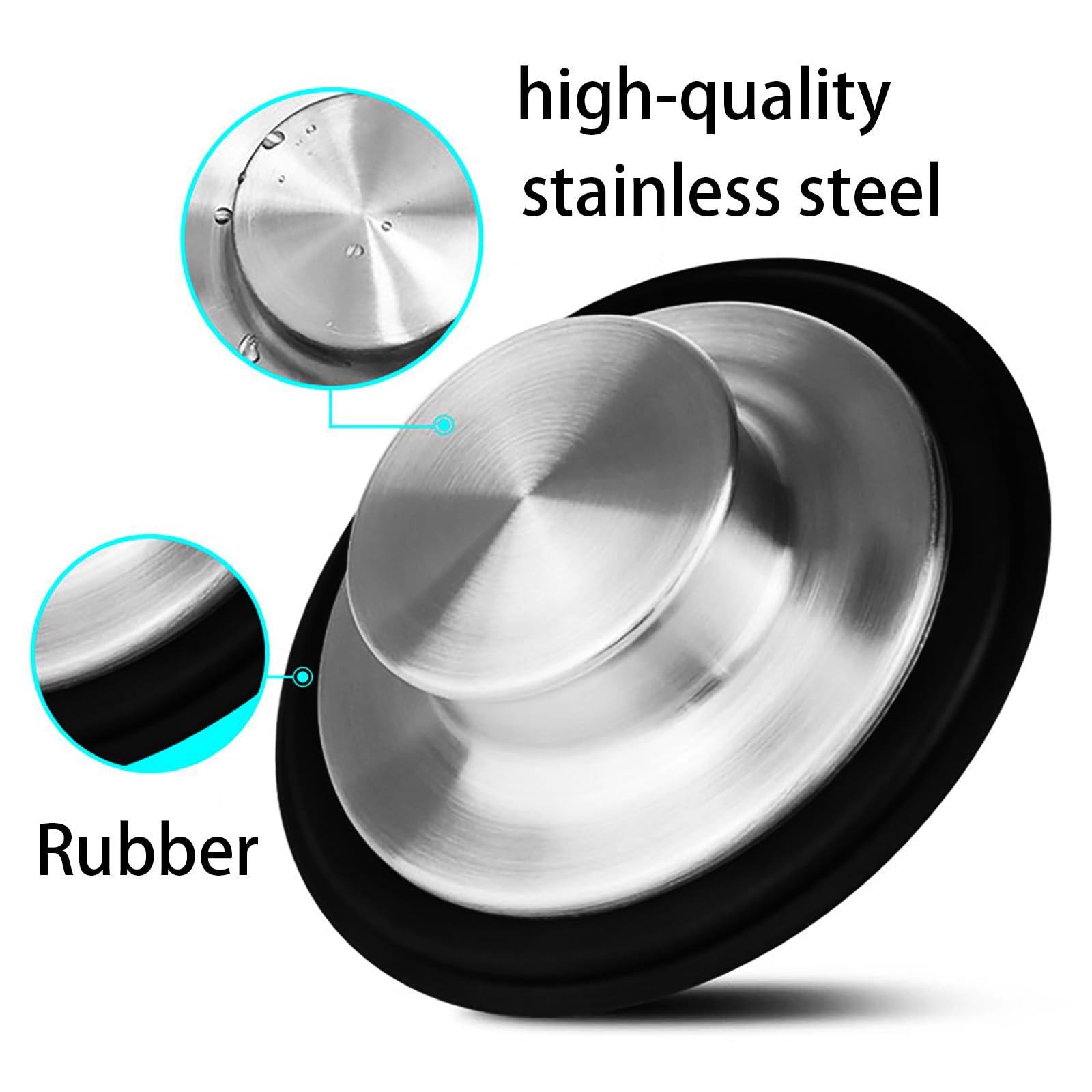 Buumook 2 Pcs Kitchen Sink Drain Stopper for Most Sinks, Anti-Clogging Sink Drain Plug with Stainless Steel Body, Rubber