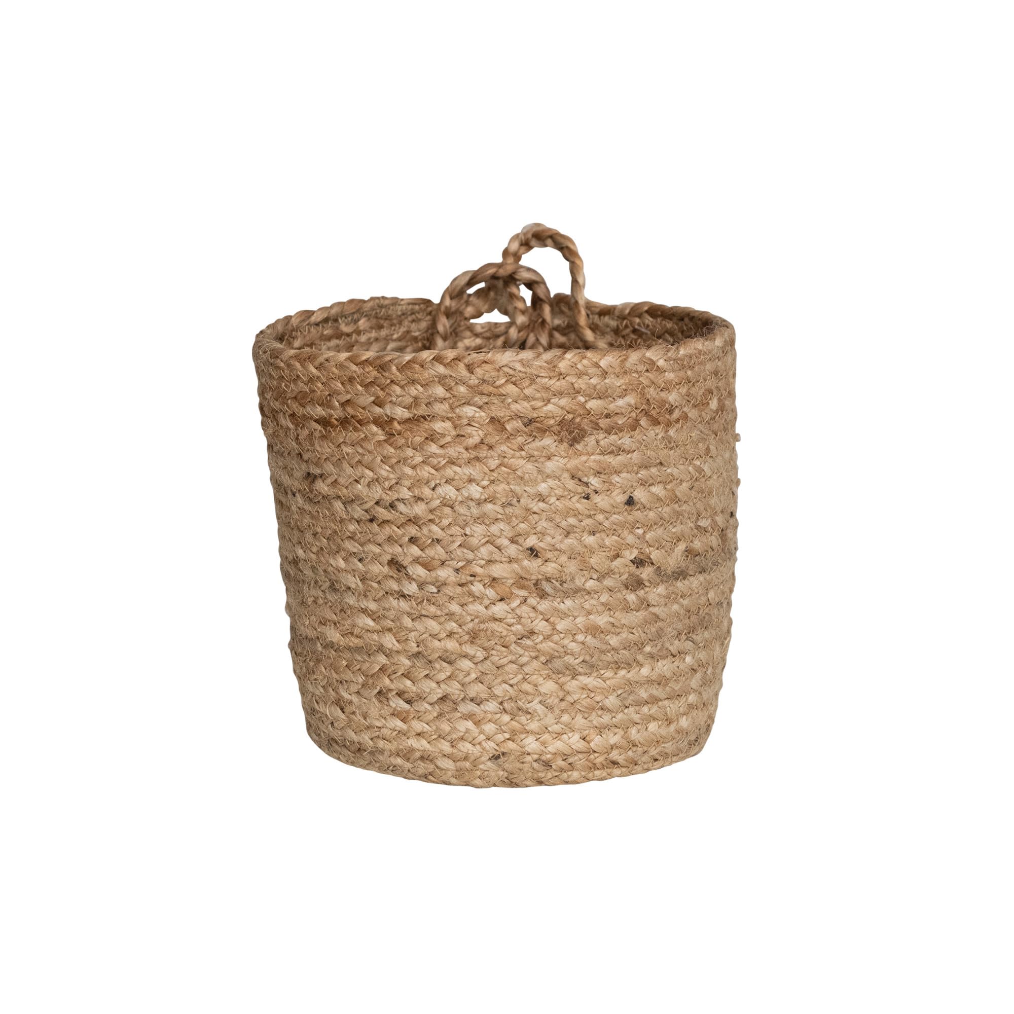 Creative Co-Op Various Round Braided Jute Nesting Handles, Natural, Set of 3 Basket