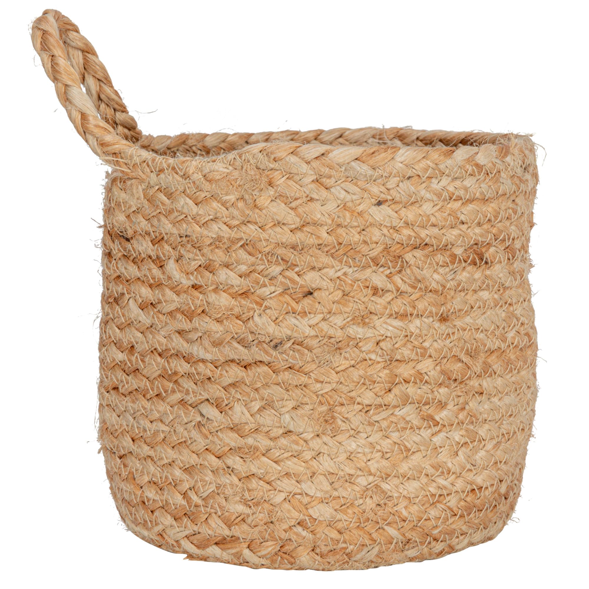 Creative Co-Op Various Round Braided Jute Nesting Handles, Natural, Set of 3 Basket