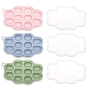 baby breastmilk popsicle molds (3 pack), kingkam silicone nibble freezer tray, baby fruit food feeder teether tray, breast milk teether pop maker for homemade baby food