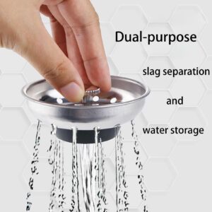 Buumook 3 Pack - Kitchen Sink Drain Strainer and Stopper Set for Most Sinks, Clog-Free Basket with Stainless Steel Body, Rubber