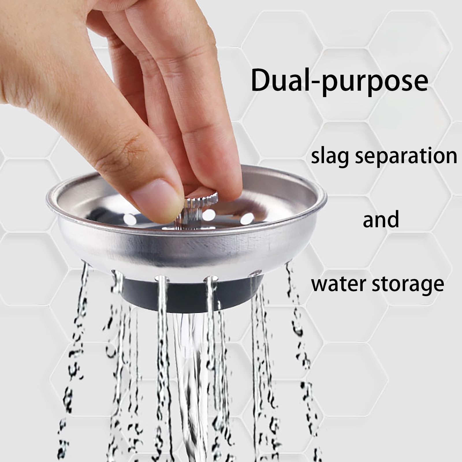 Buumook 3 Pack - Kitchen Sink Drain Strainer and Stopper Set for Most Sinks, Clog-Free Basket with Stainless Steel Body, Rubber