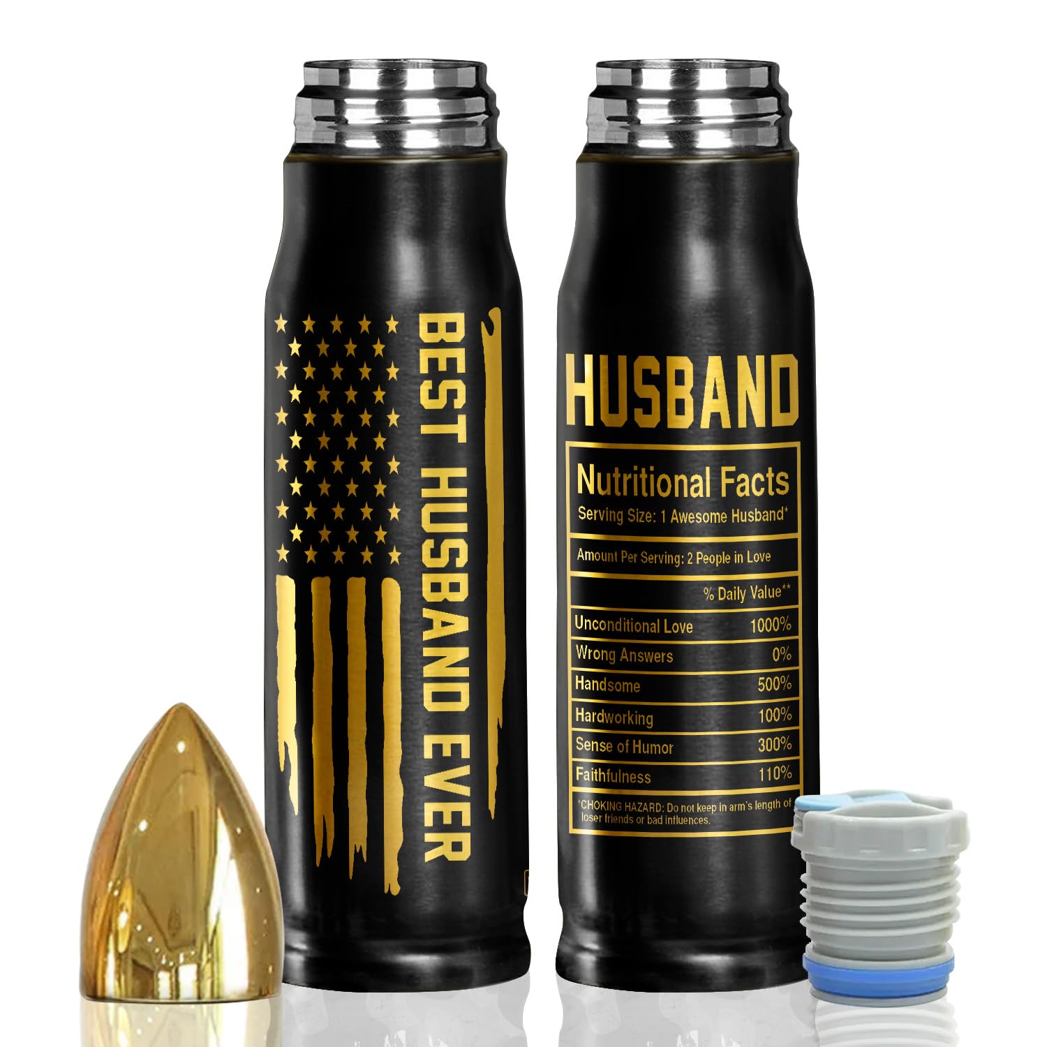 Best Husband Ever 17oz Stainless Steel Black Bullet Tumbler - Gifts for Him, Husband Gifts from Wife - Gifts for Husband for Anniversary, Husband Birthday Gift, Husband Christmas Gifts