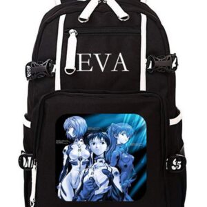 WANHONGYUE EVA Neon Genesis Evangelion Anime Backpack Rucksack Laptop Book Bag Casual Dayback Black-2