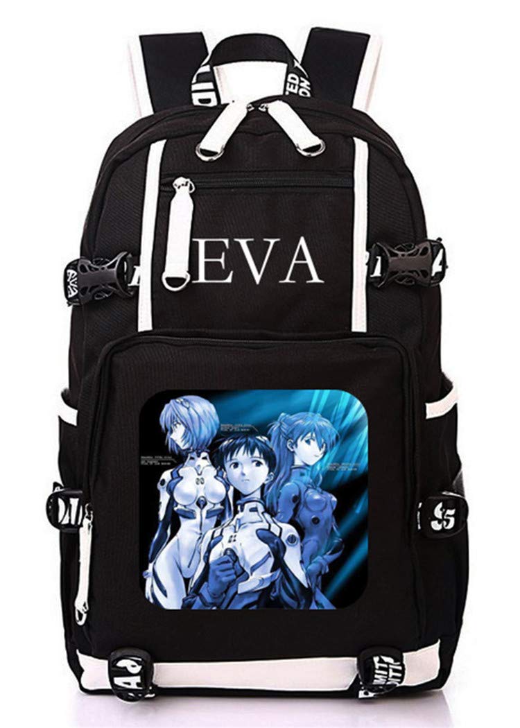 WANHONGYUE EVA Neon Genesis Evangelion Anime Backpack Rucksack Laptop Book Bag Casual Dayback Black-2