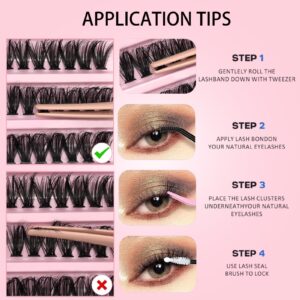 DIY Eyelash Extension Kit with 320 Pcs 60D Lash Clusters, Bond and Seal and Lash Applicator Tool 9-16mm Mix D Curl Individual Lashes Kit for Beginners Self Application DIY at Home, by Kmilro