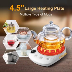 Bsigo Coffee Warmer Plate Candle Mug Warmer for Home & Office, Electric Smart Coffee Mug Warmer for Desk, Portable Warmer Beverage Tea Coffee Cup Warmer with 3-Temp Settings, 1-12h Timer Auto Shut Off