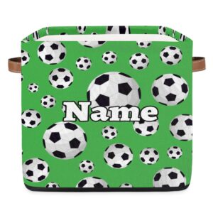 sport football soccer customs cube storage bins with name, soccer ball personalized storage baskets for organizing toys, shelves, closet, fabric storage boxes with handles