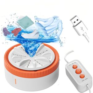 portable washing machine,usb powered 3 timing modes mini turbo washing machine and dishwasher, suitable for travel,business trip,home,fruit cleaning and dish washing (orange)