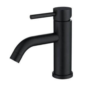 single handle black bathroom faucet 1 hole, vanity faucet with cupc certified water supply lines, bathroom sink faucet stainless steel matte black single hole， rv lavatory faucet for 1 hole sink