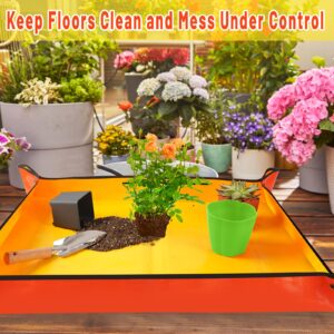 Large Repotting Mat for House Plants Transplanting Portable Potting Tray Waterproof Garden Mat Gardening Gifts for Plant Lovers (Orange 39"X31")