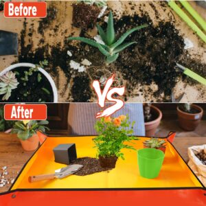 Large Repotting Mat for House Plants Transplanting Portable Potting Tray Waterproof Garden Mat Gardening Gifts for Plant Lovers (Orange 39"X31")