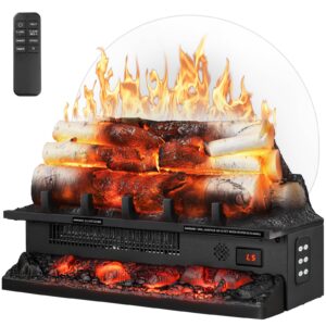 antarctic star 21 inch electric fireplace log heater remote control real flame effect ember bed, overheated protection, adjustable brightness, speed, temp and sound effect, indoor use 750w/1500w…