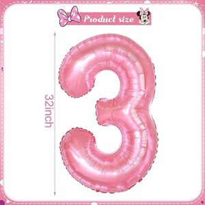 Minnie Theme Party Balloons Supplies, 5PCS Minnie Balloons for 3th Birthday Party, Birthday Party Baby Shower Party Decorations (3th)