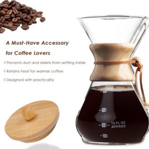 PrimZooty Bamboo Lid for Chemex Coffee Makers 3/6/8/10 Cup, Innovative Design, Made of Natural Bamboo