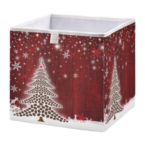 joisal christmas tree cube storage, fabric storage organizer bin with full print and handle storage baskets, baskets for organizing