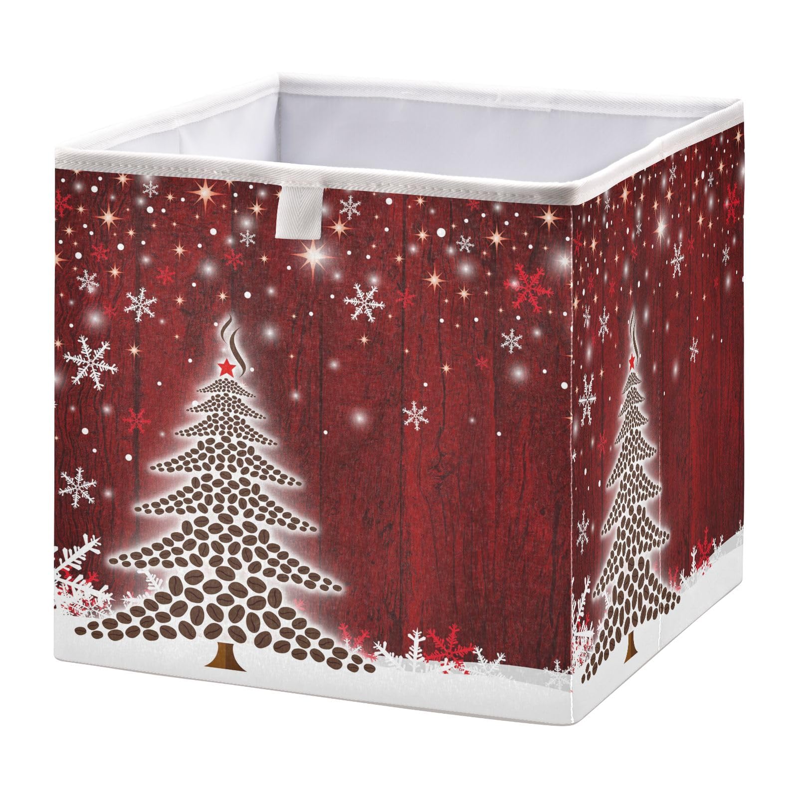 Joisal Christmas Tree Cube Storage, Fabric Storage Organizer Bin with Full Print and Handle Storage Baskets, Baskets for Organizing