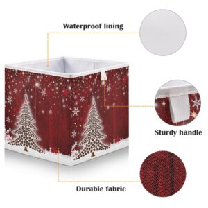 Joisal Christmas Tree Cube Storage, Fabric Storage Organizer Bin with Full Print and Handle Storage Baskets, Baskets for Organizing