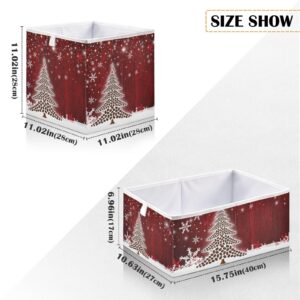 Joisal Christmas Tree Cube Storage, Fabric Storage Organizer Bin with Full Print and Handle Storage Baskets, Baskets for Organizing