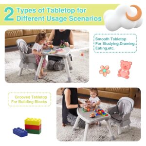 8 in 1 Baby High Chair with Removable Tray, Multifunctional High Chair for Babies and Toddlers, Converts Kids Table & Chair Set/Toddler Building Block Table/Step Stool/Small Dining Chair