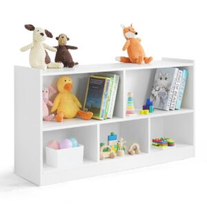 caphaus toy storage organizer with open compartments for kids, 44.1”x11.8”x24.2”, white, toy organizers and storage, storing books, toys, for classroom, kindergarten, playroom, nursery and bedroom