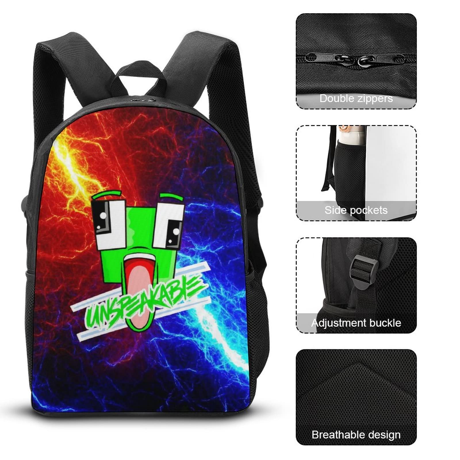 MMsekt Daily Game Fans Backpack Travel Backpacks With Lunch Bag Pencil Bag Set 3 pcs Set Cartoon Backpack 1