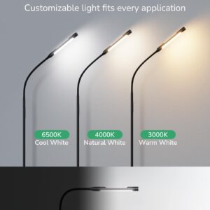 ULG 【Upgrade】 Double Side LED Floor Lamp, Tall 360° Adjustable Gooseneck Standing Reading Lamp for Bedroom, RGB & Dimmable Bright Task Light with 3000K-6500K Color Temps, Eyelash LED Floor Light