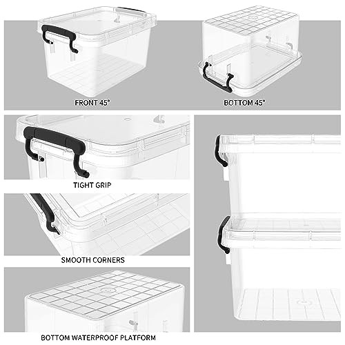 Cetomo 3.2Qt*12 Plastic Storage Bins, Storage Box, 12 Pack, Organizing Container with Durable Lids, Secure Latching Buckles, Stackable and Nestable, No-Frills, Clear