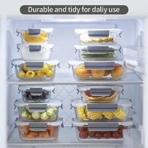 S SALIENT 24 Pieces Glass Food Storage Containers with Lids,Glass Meal Prep Containers Set with Locking Lids,Airtight Glass Lunch Container for Kitchen,BPA Free(12 Lids & 12 Containers)